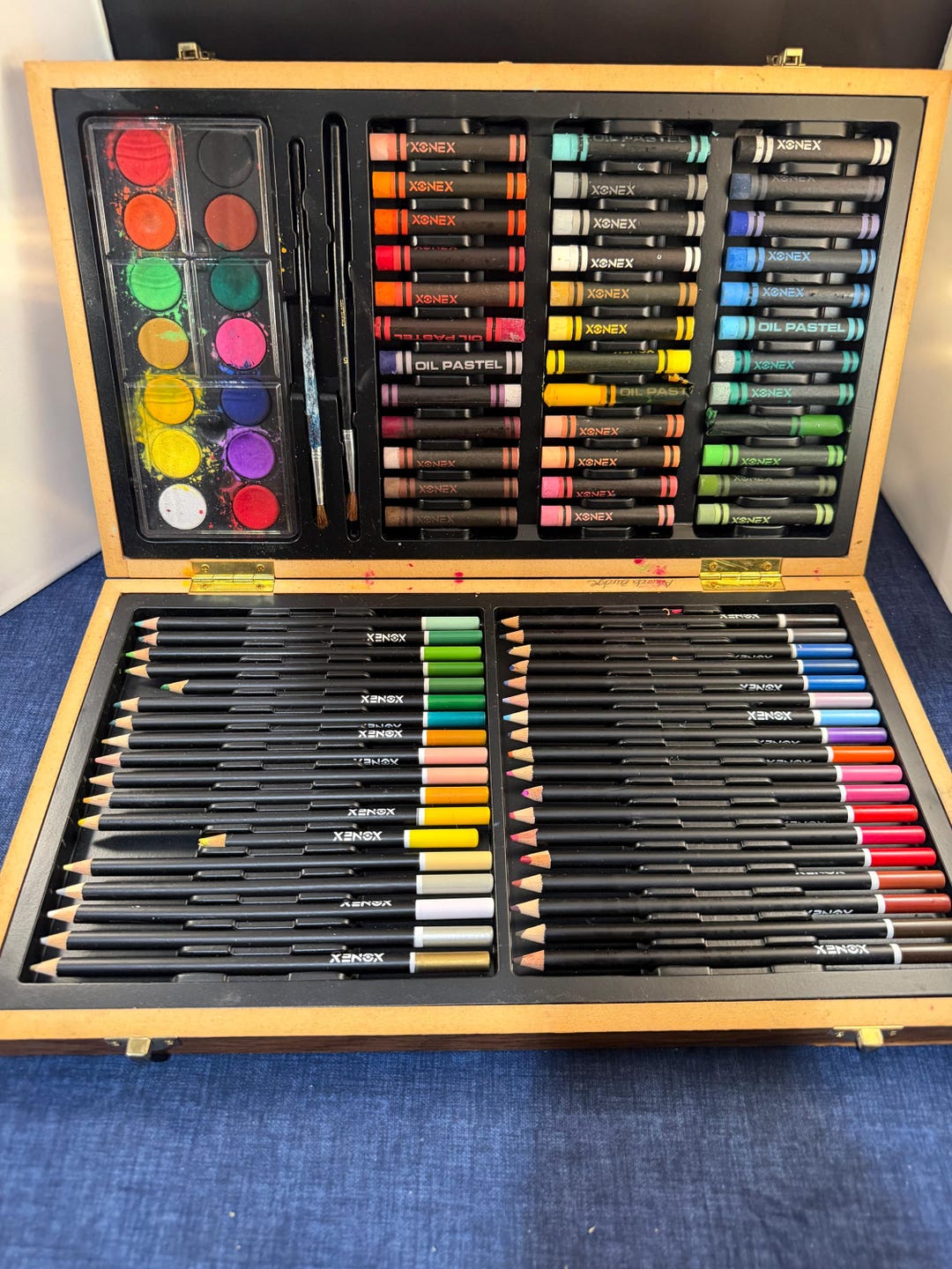 1991 Xonex International Wooden Art Bin Full of Art Supplies - Etsy