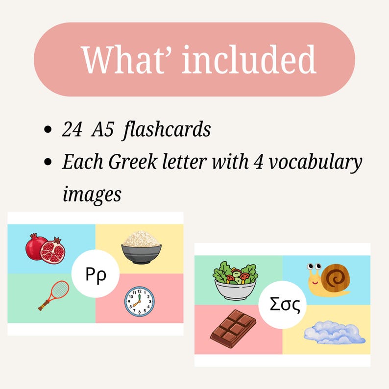 Greek Alphabet Flashcards • 24 A5 Printable Cards • Vocabulary Builder ...