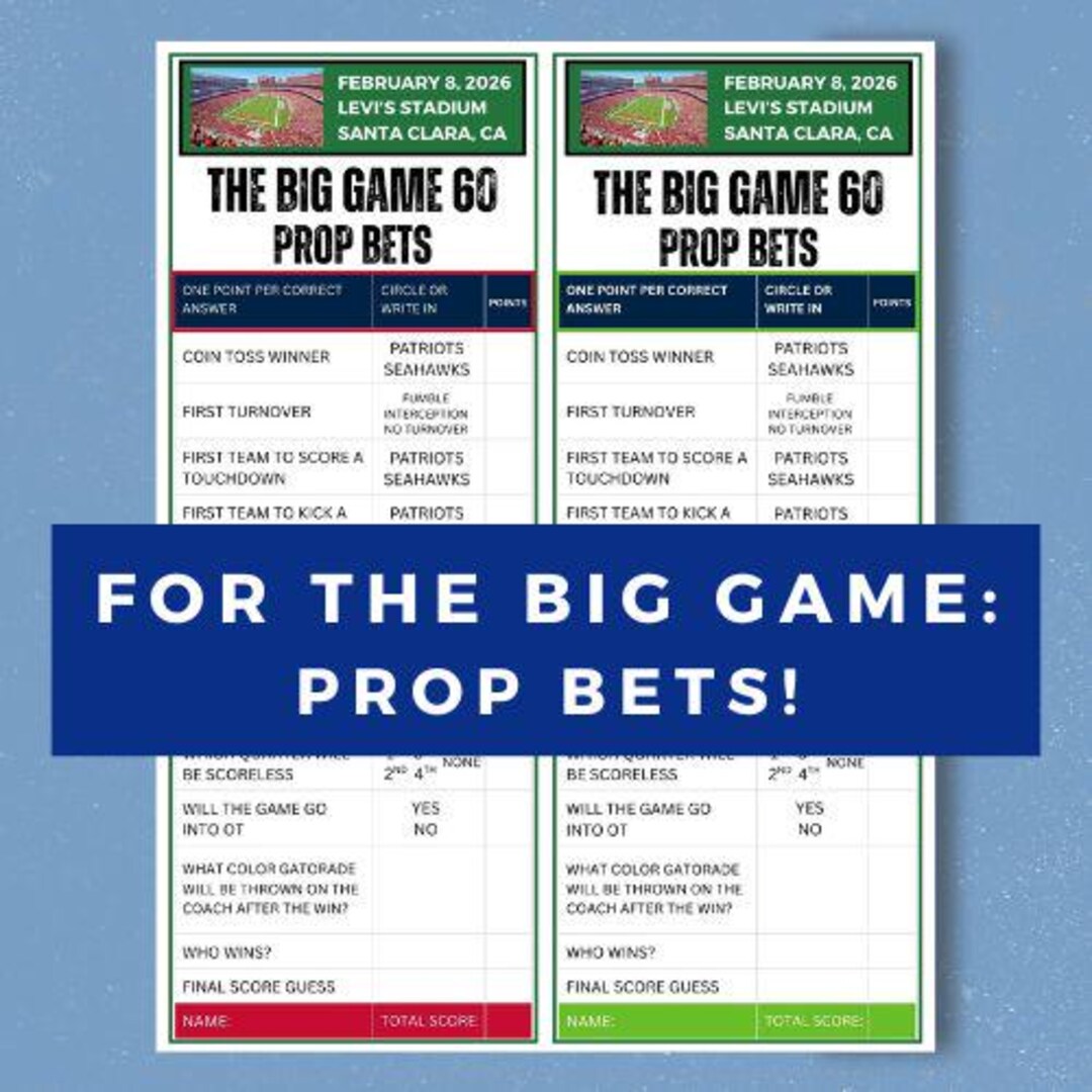 The 2026 Big Game Prop Bets- Printable Pdf Game - Etsy