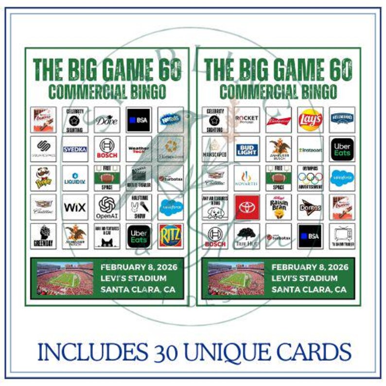 The 2026 Big Game Bundle, Commercial Football Bingo Digital Download ...