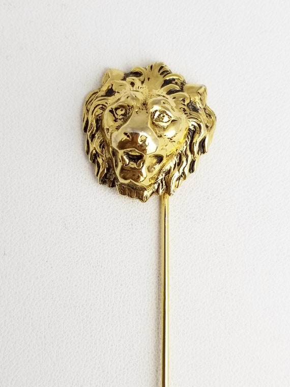 Vintage Male Lion Gold tone / Plated Brooch Pin Read… - Gem