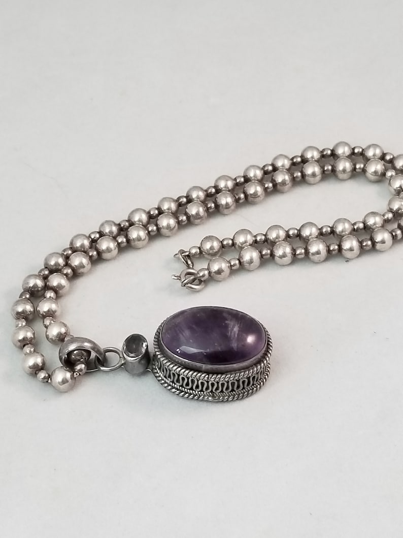 Sterling Silver Large Ball Chain Necklace Bezel Set Polished - Etsy