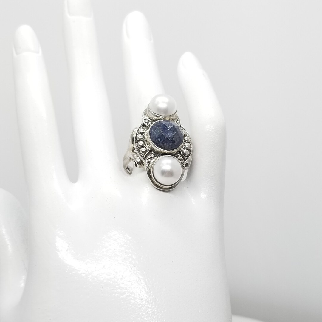 Nicky Butler Ring, Genuine Pearls, Faceted Lapis Lazuli, Sterling ...