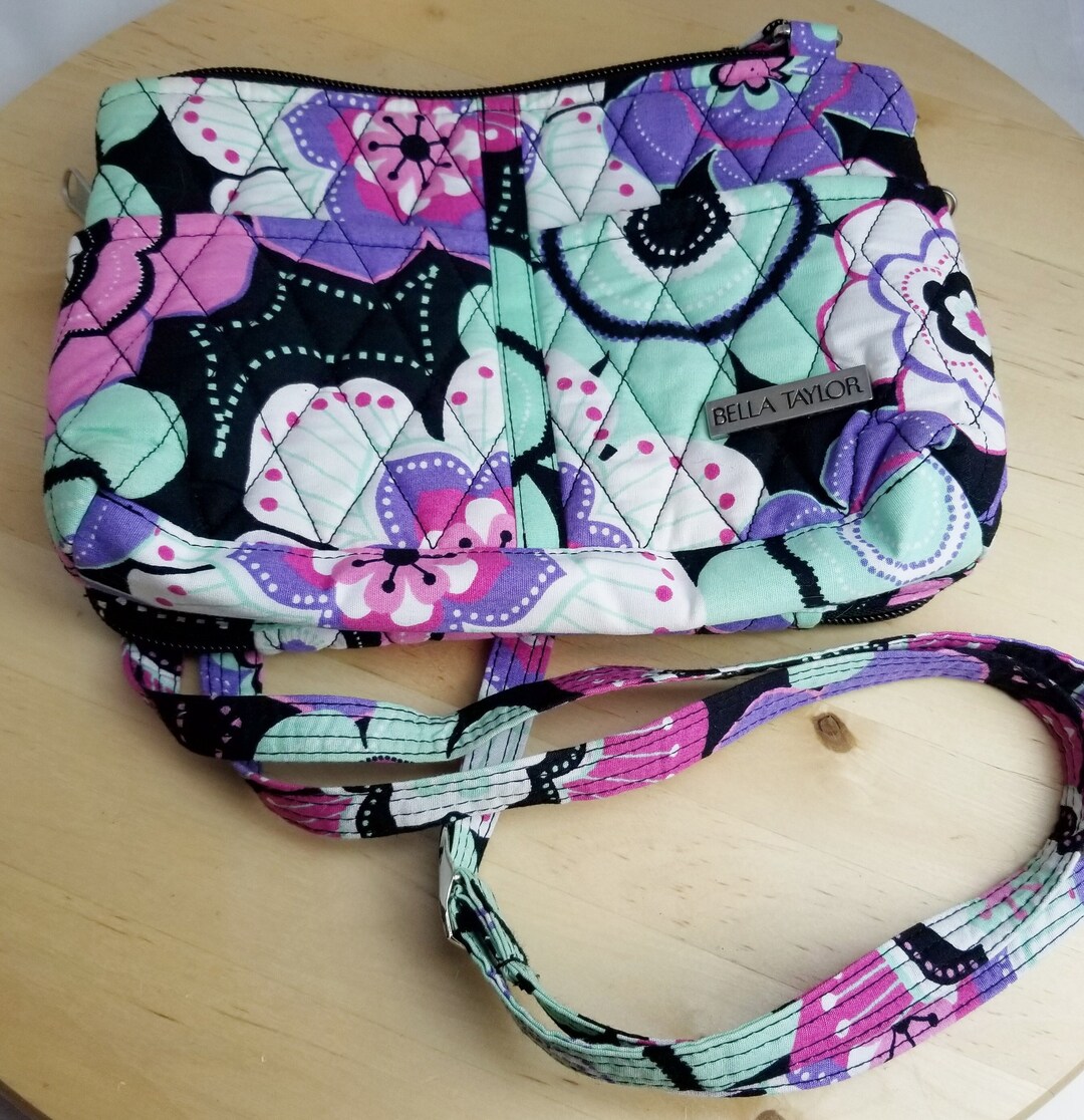 Signed Bella Taylor Cross Body Quilted, Pink & Mint Green Colorful ...