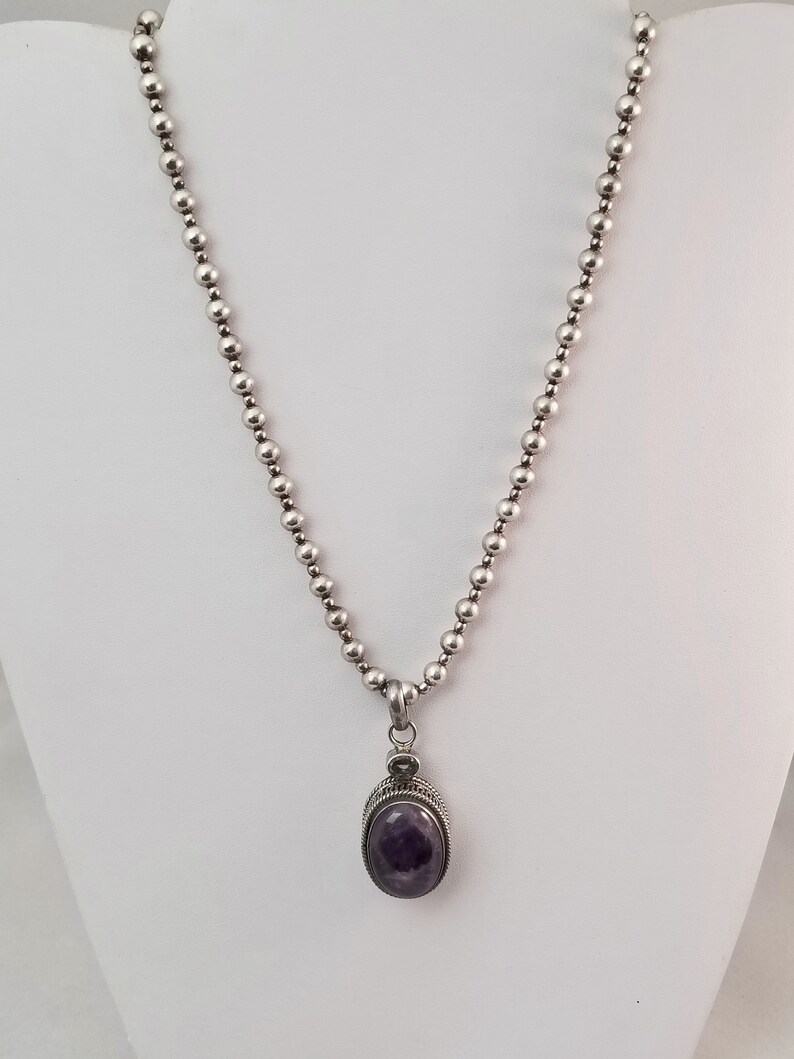 Sterling Silver Large Ball Chain Necklace Bezel Set Polished - Etsy