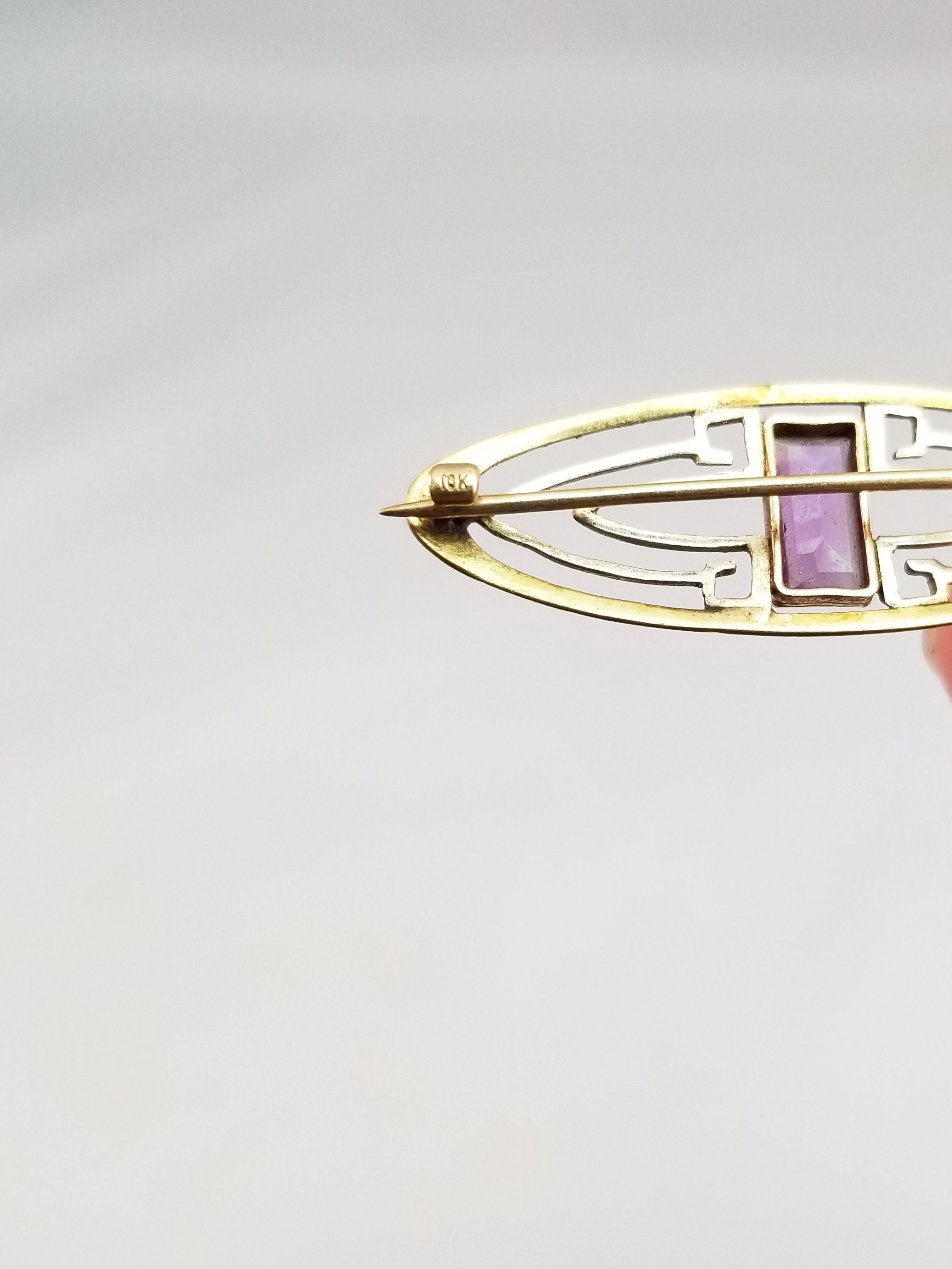 Antique Large Rectangle Cut Amethyst Solid 10K Rose Gold Victorian ...