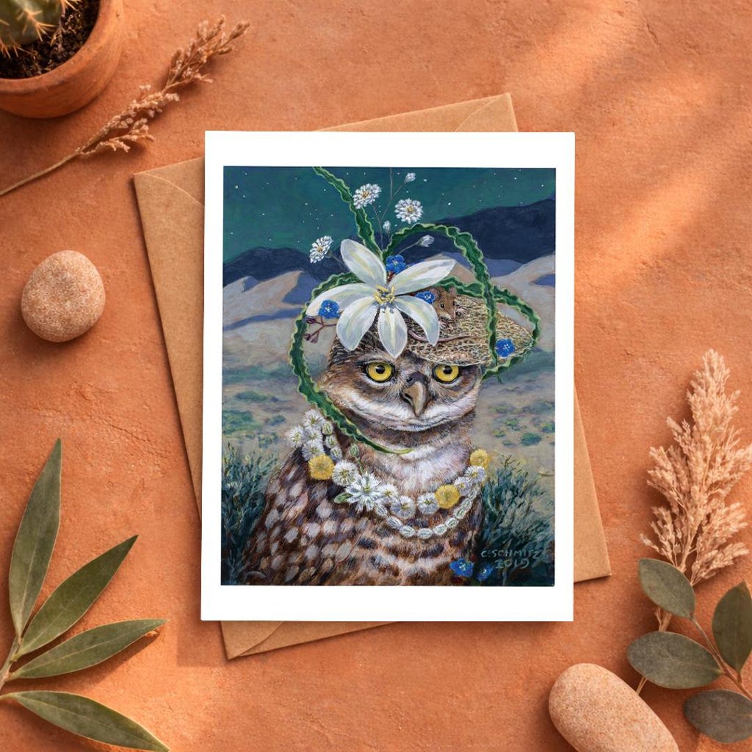Burrowing Owl Greeting Card: Desert Wildlife Artwork, Southwest ...