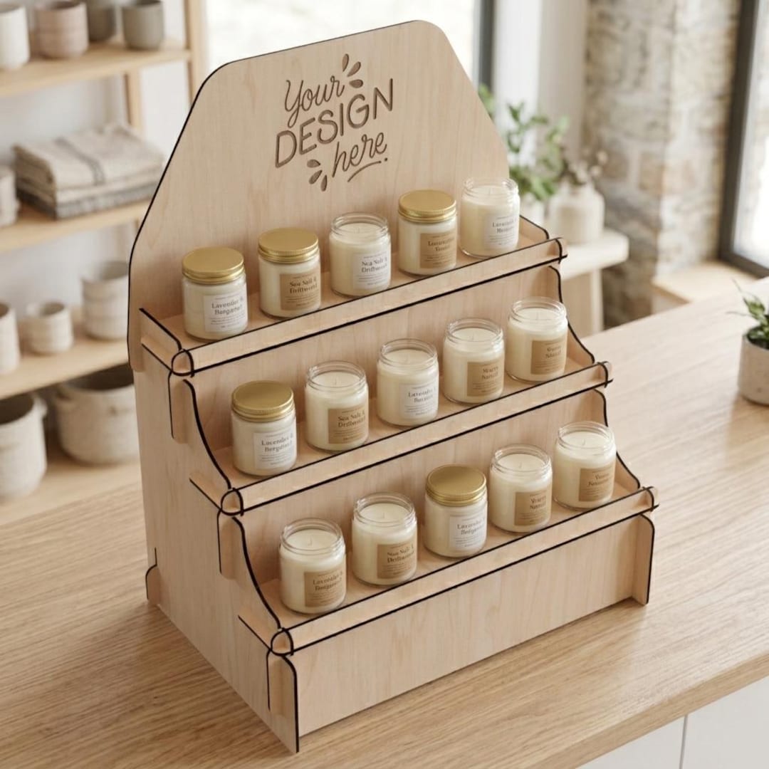 Candle Stand Wood, Candle Display Stand, Wood Display Shelf, Tiered ...