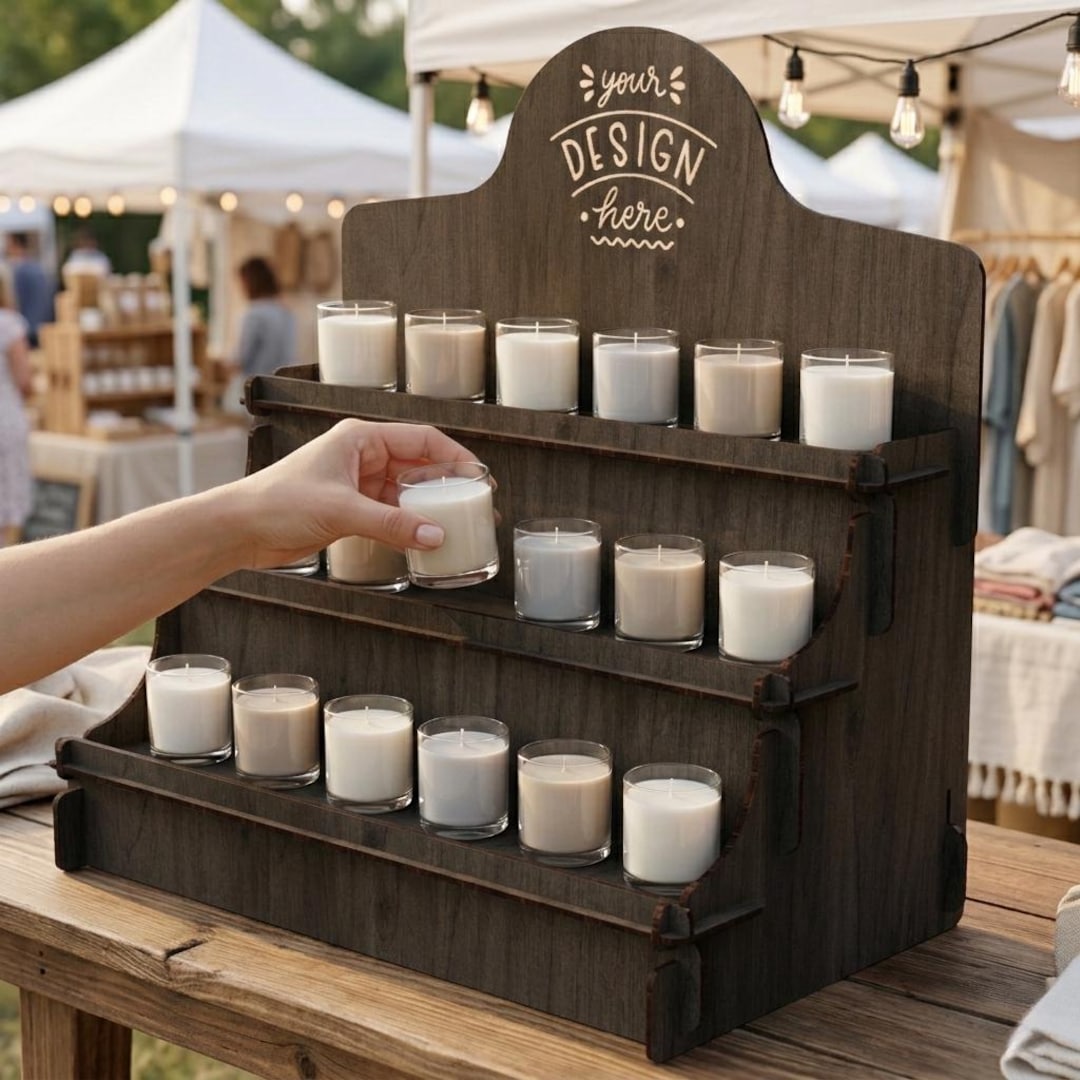 Wooden Candle Display, Candle Table Display, Wooden Tabletop Stand ...