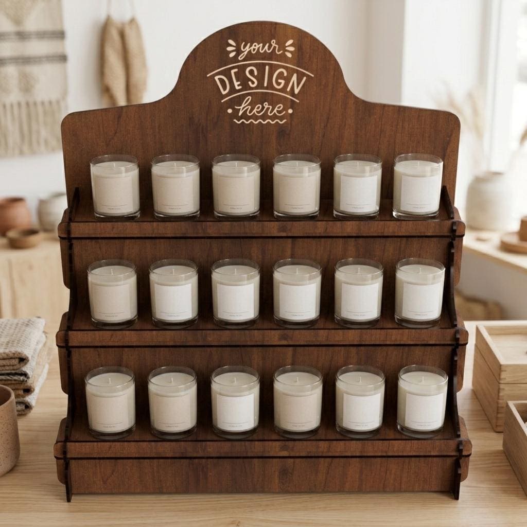 Wooden Candle Display, Candle Table Display, Wooden Tabletop Stand ...