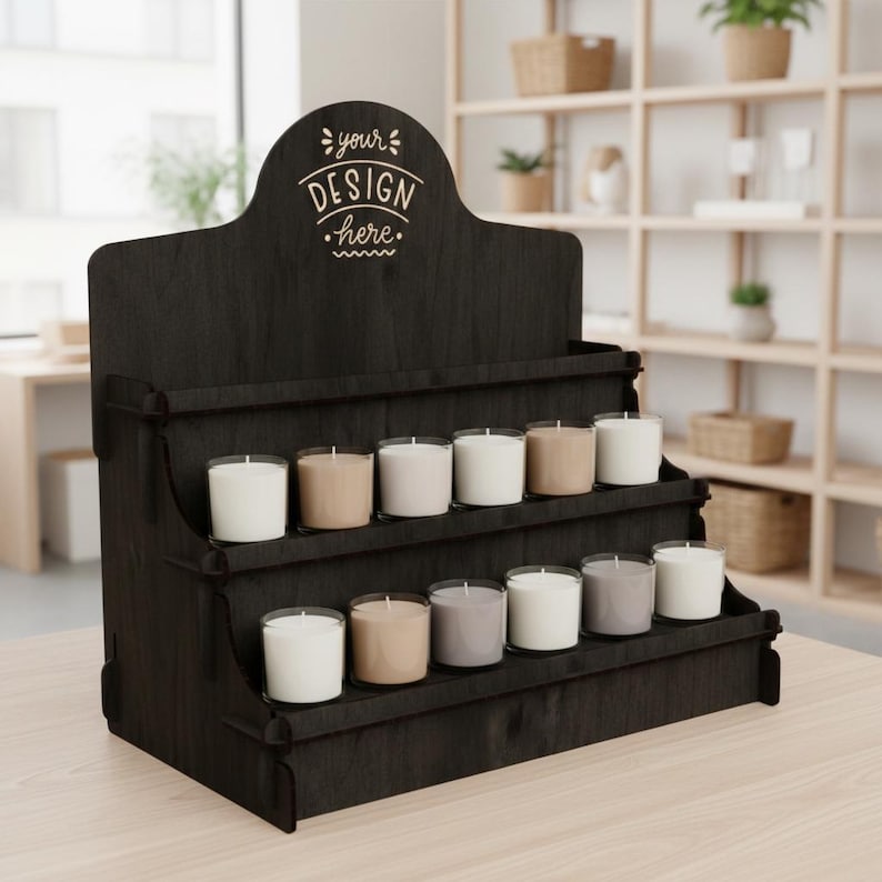Wooden Candle Display, Candle Table Display, Wooden Tabletop Stand ...