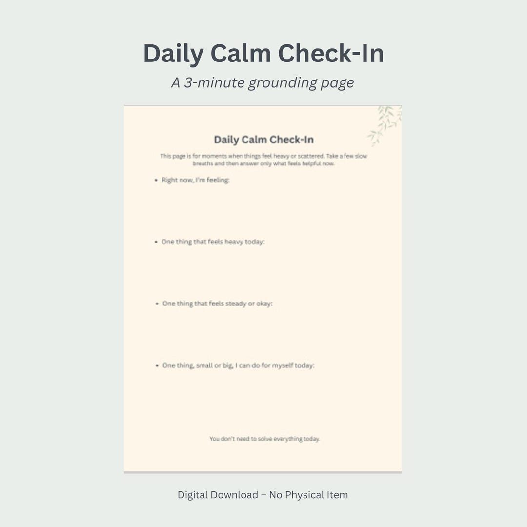 Daily Calm Check-in | 3-page Printable PDF for Calm, Grounding ...