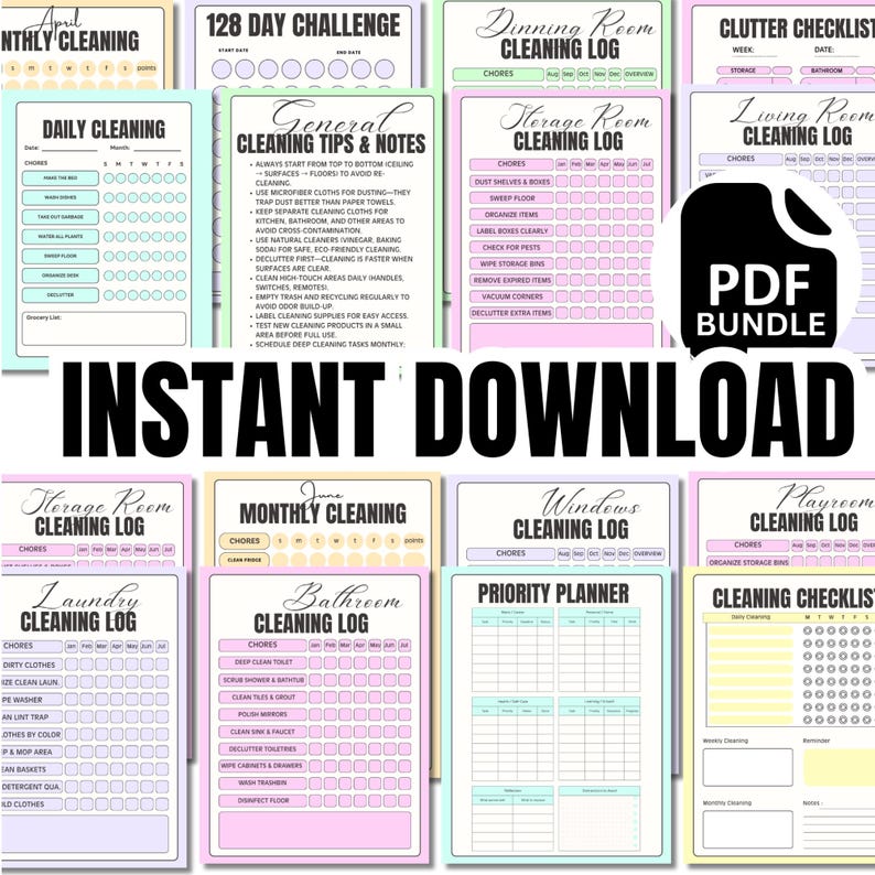 ADHD Cleaning Planner Bundle, Printable, Editable Canva Template, Daily ...