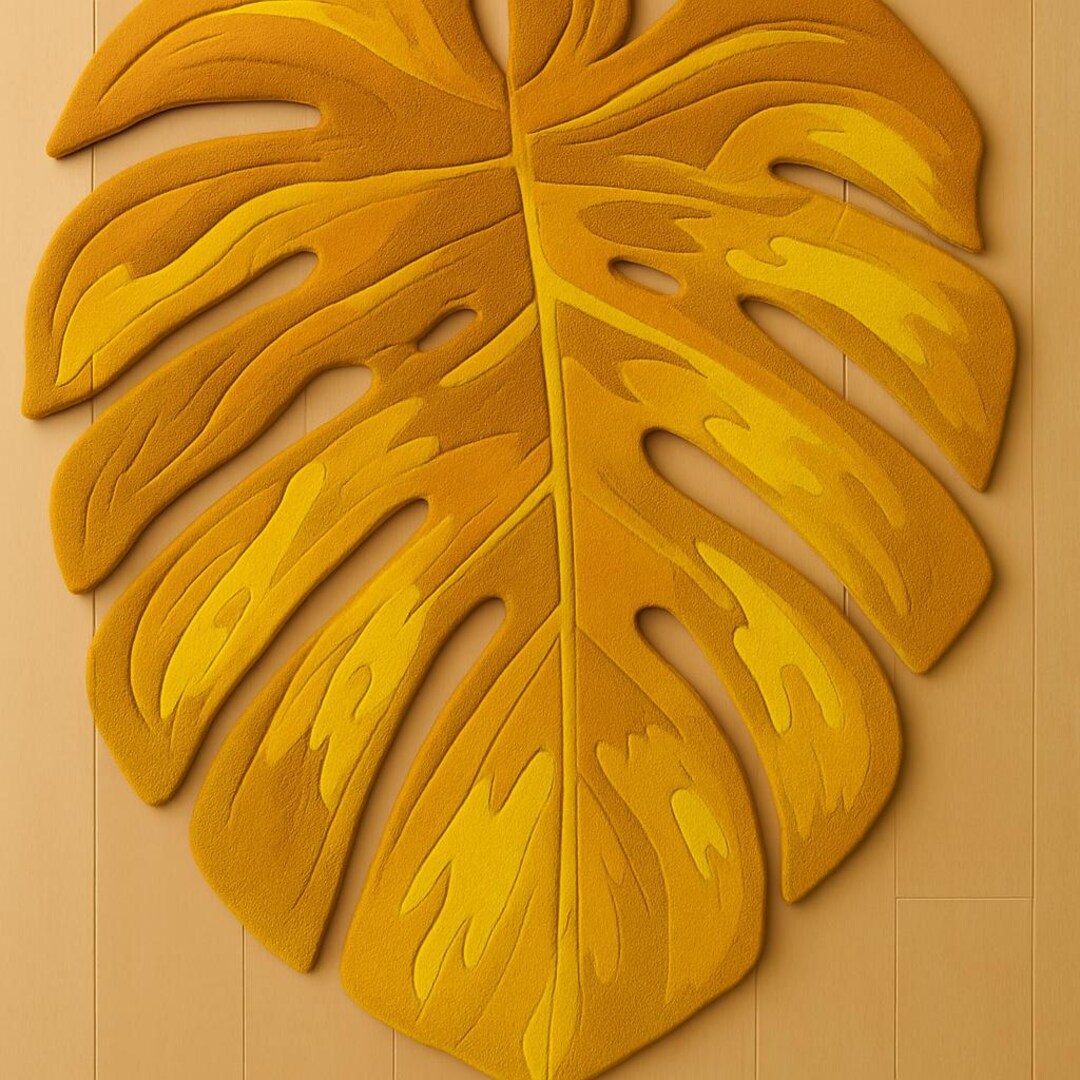 Monstera Leaf Area Rug | Boho Tropical Floor Carpet - Etsy