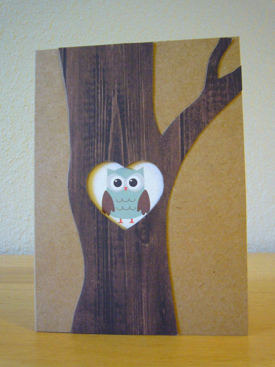 Owl in Heart Shaped Tree Knot Valentine's Card - Etsy
