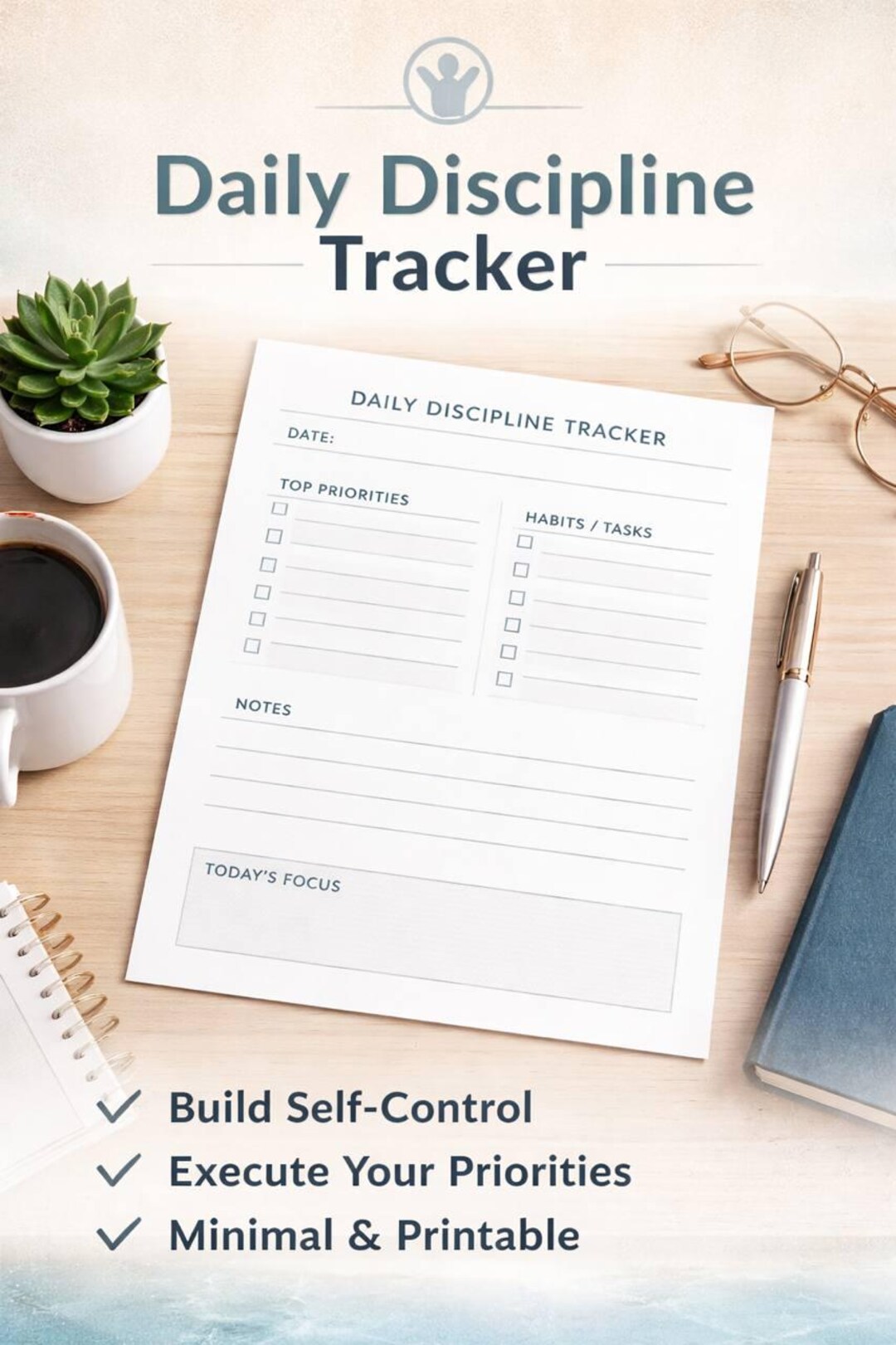 Daily Discipline Tracker Printable | Build Self-control & Execute Daily ...