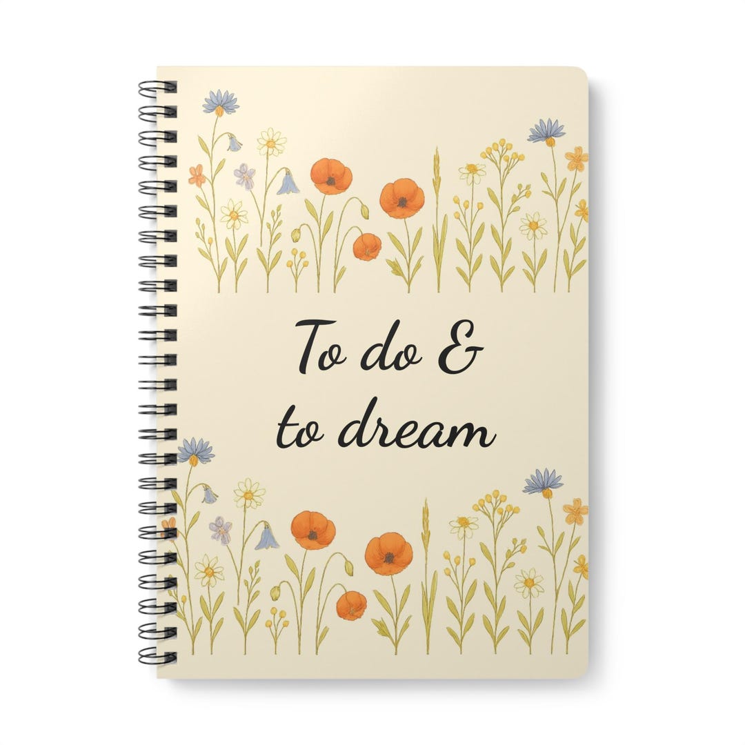 To Do & to Dream Notebook | A5 Wirobound Softcover, Floral Meadow Lined ...