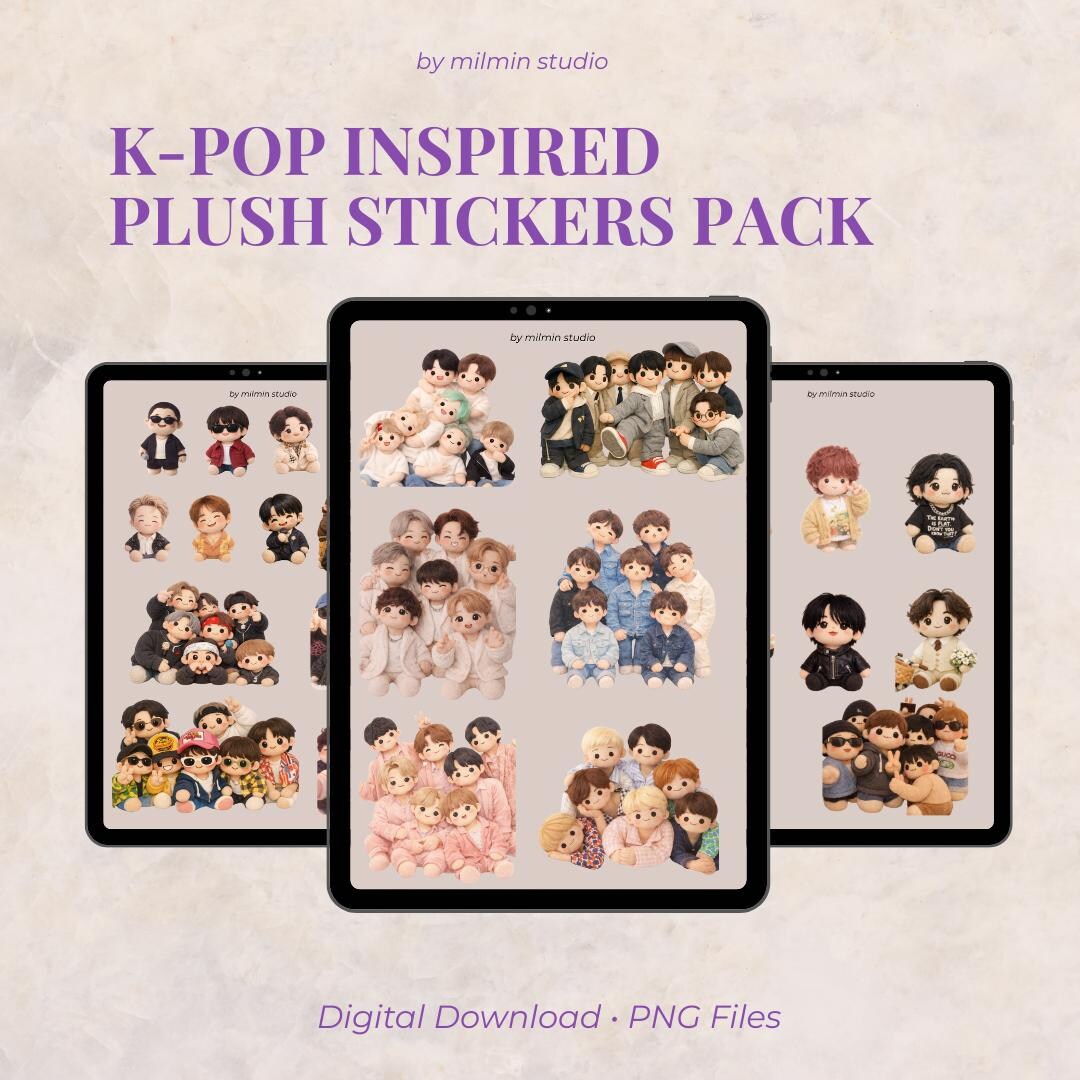 K-pop Idol Plush Stickers | Digital Planner PNG Files (fan Art ...
