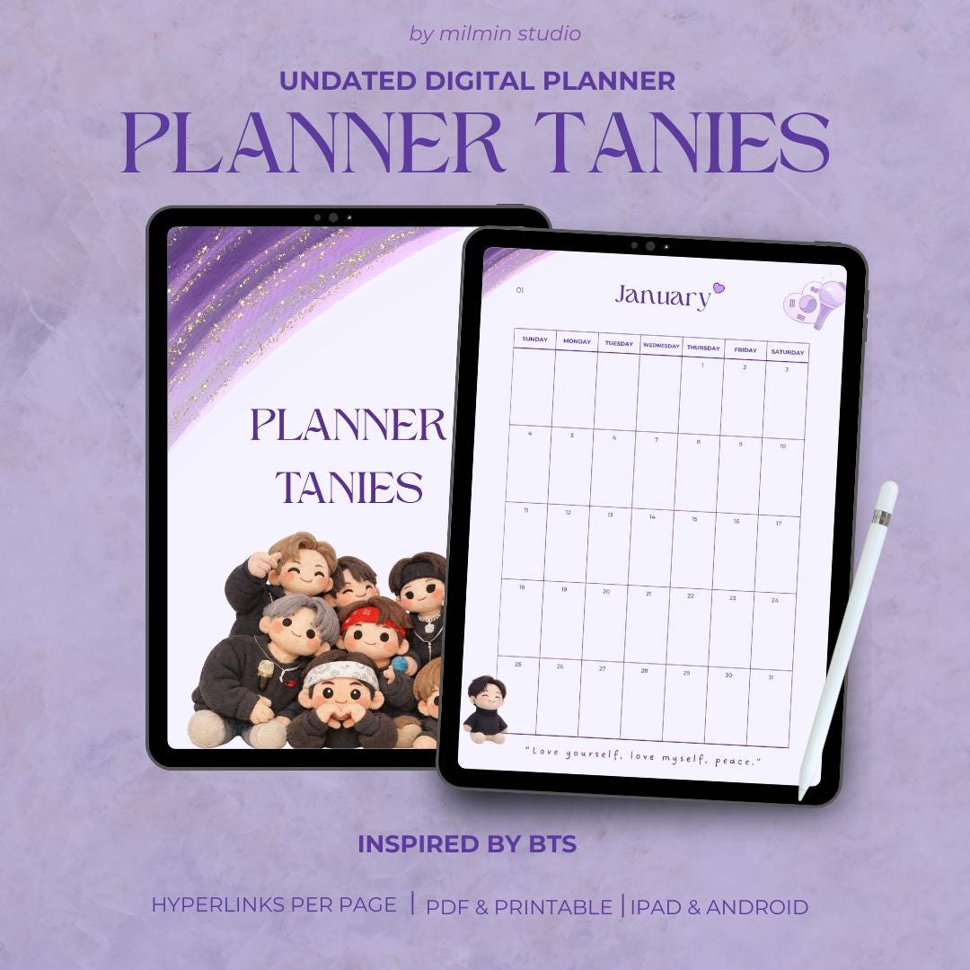 BTS Inspired Undated Digital Planner | Daily Weekly Monthly Planner ...