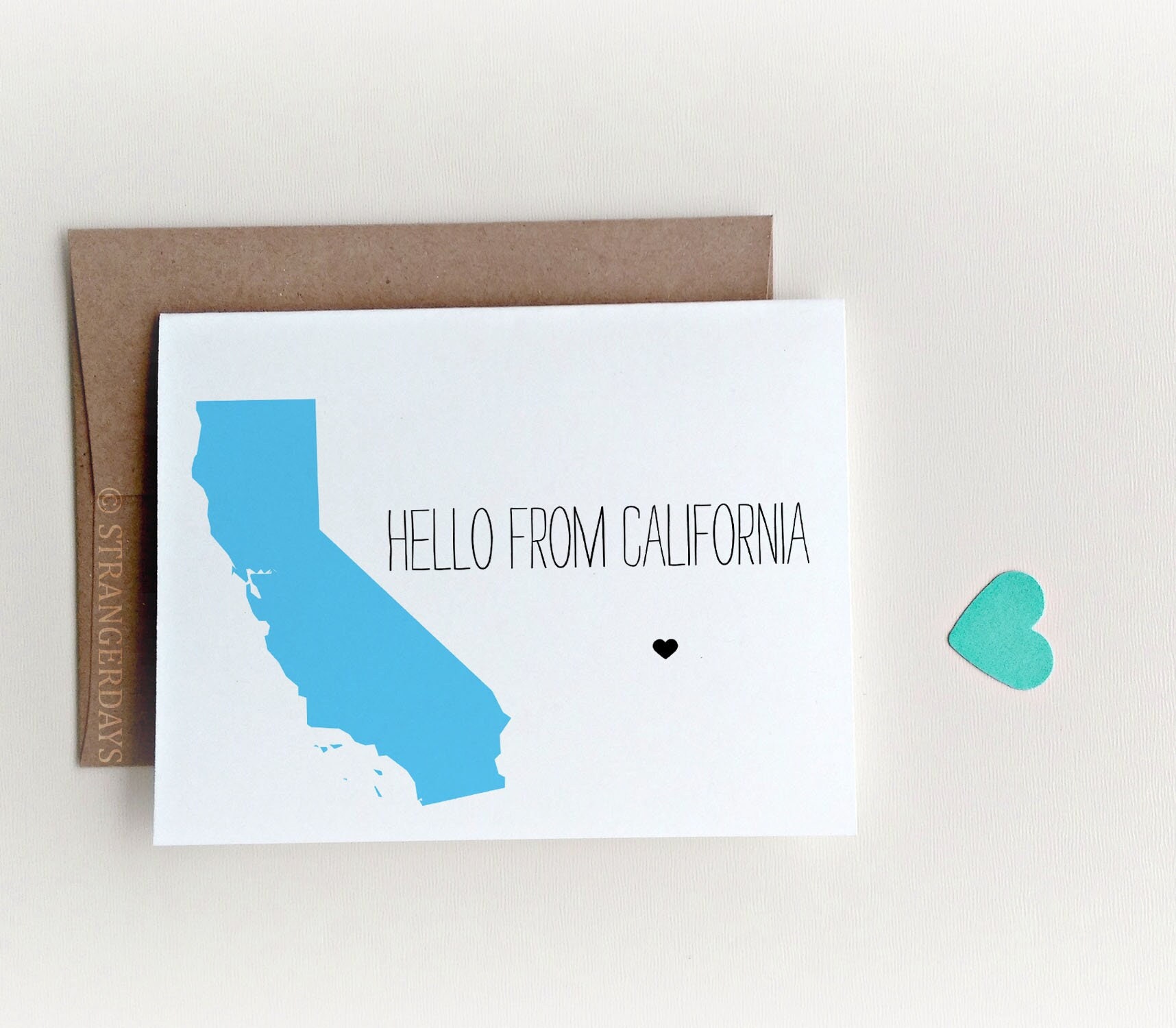 State Card " Hello From California " Greeting Card. Thinking of You ...