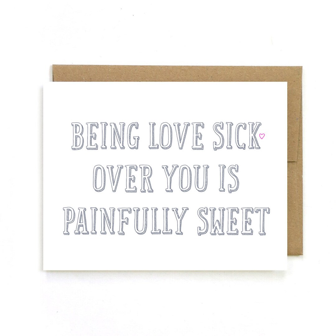 Funny Love Card Love Sick Greeting Card Handmade by Strangerdays. Card ...
