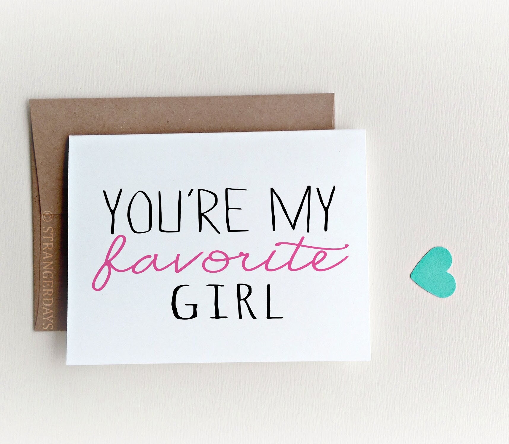 My Girl Card "you're My Favorite Girl" I Love You Card. Greeting Card ...