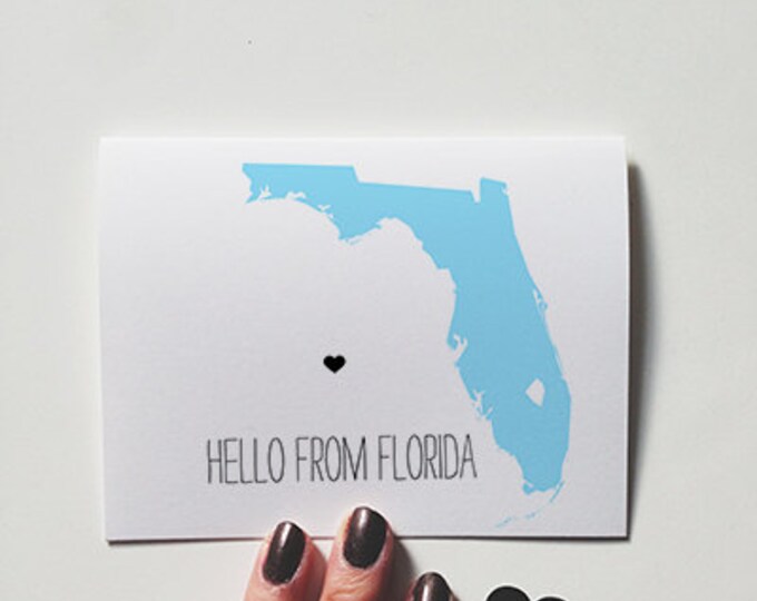 State Card " Hello From Florida " Greeting Card. Thinking of You. Just ...