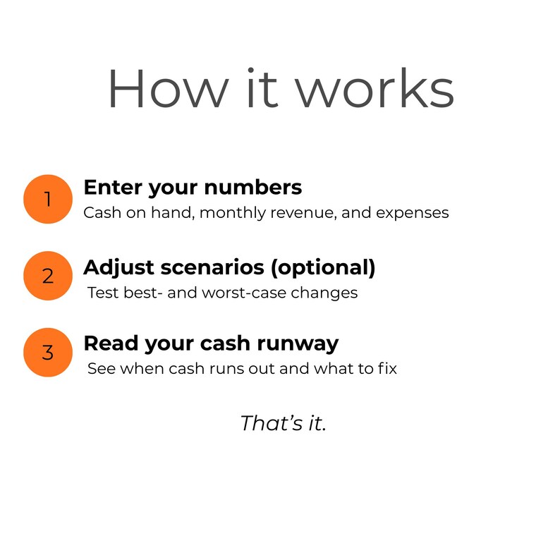 Buy Small Business Cash Flow Spreadsheet – 6 Month Runway Calculator ...