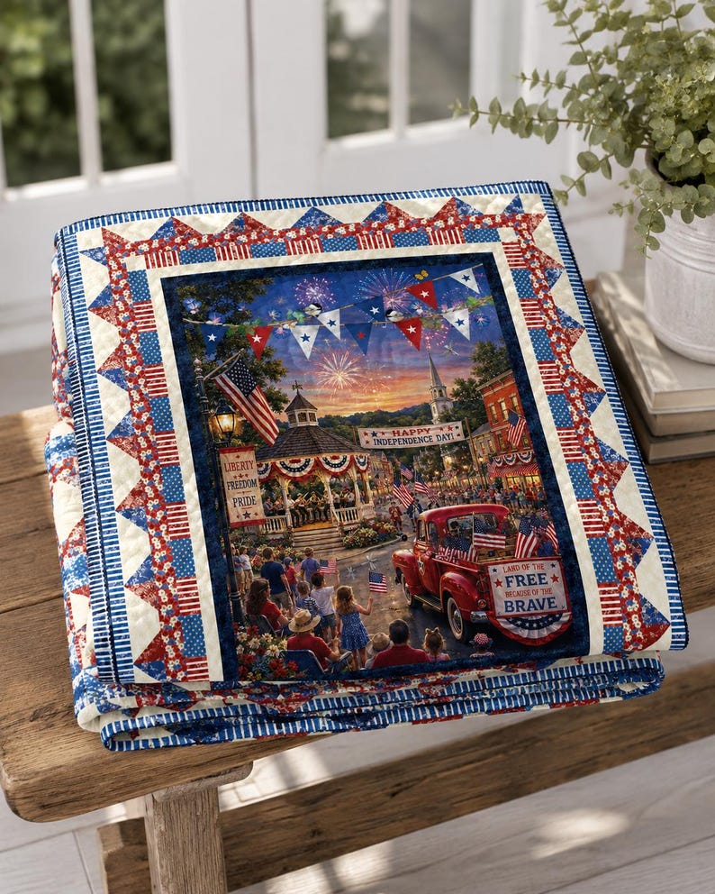 Americana Panel Quilt Pattern – Patriotic Frame Design (PDF Pattern ...