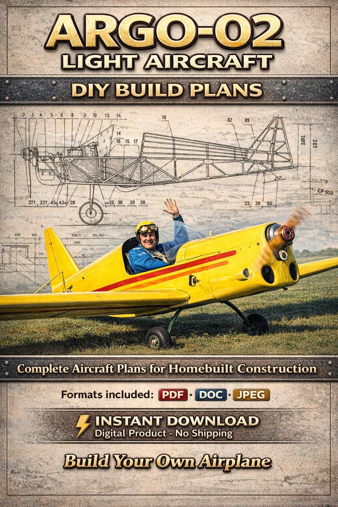 Plans Aircraft ,,argo-02,, Light -DIY Homebuilt Airplane Drawings – PDF ...
