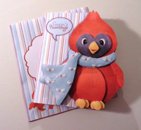 Handmade Red Cardinal Christmas Card. - Etsy