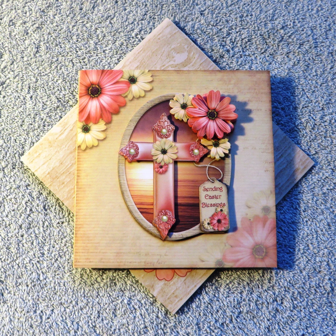 Handmade Blessed Easter Cross Card - Etsy