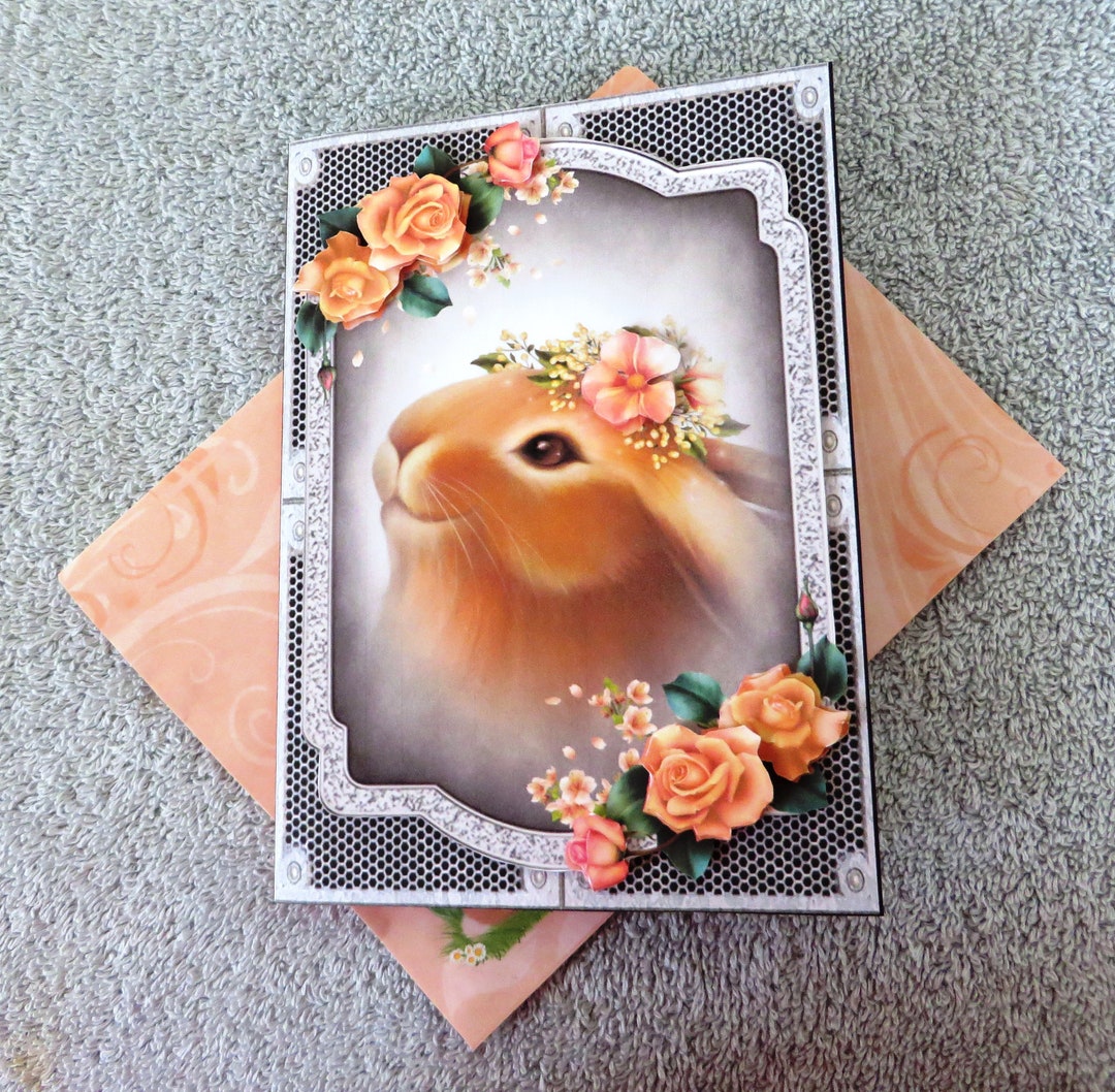 Handmade Pretty Easter Bunny Card. - Etsy