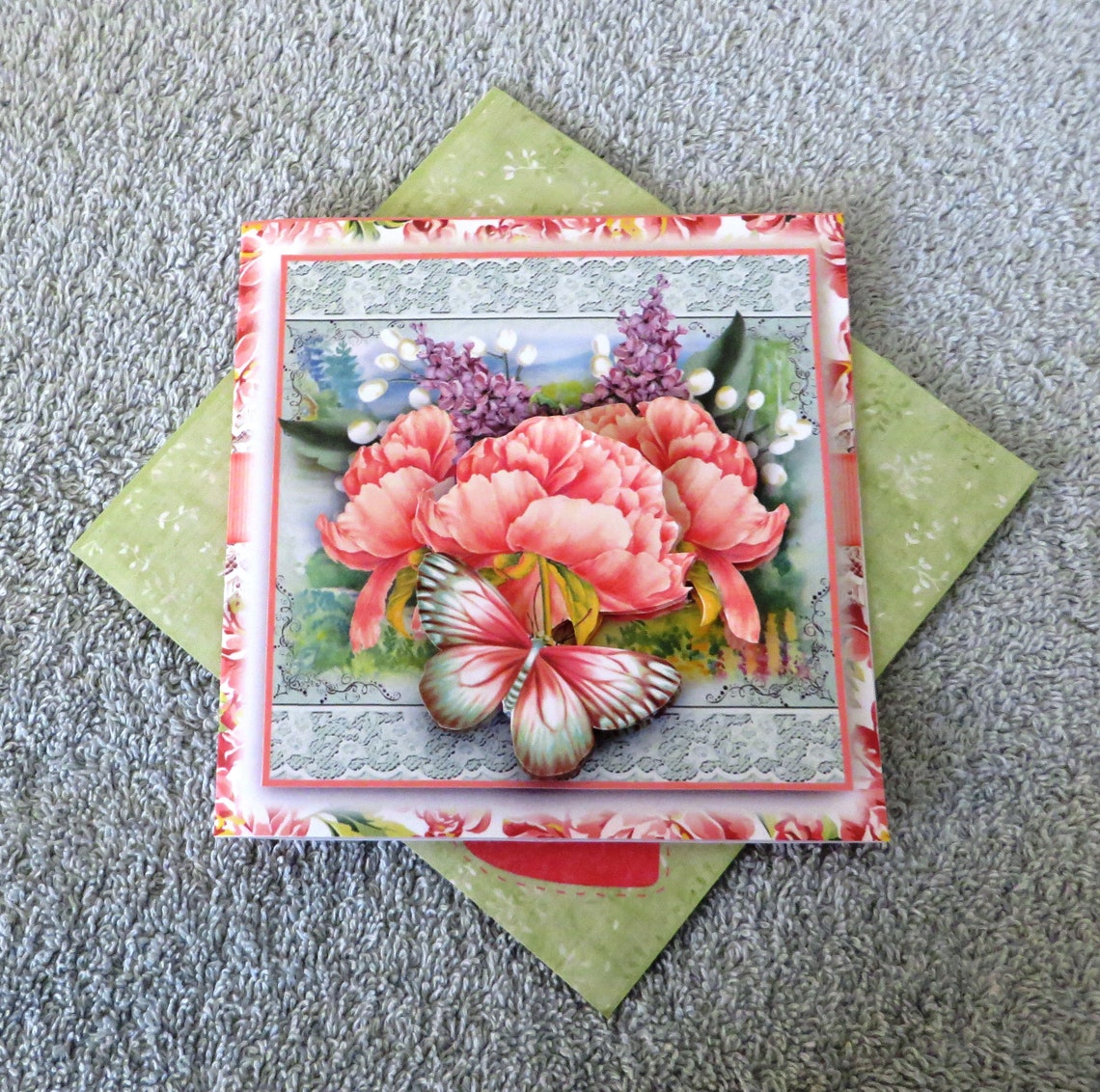 Handmade Beautiful Peonies and Lilacs Note Card. - Etsy