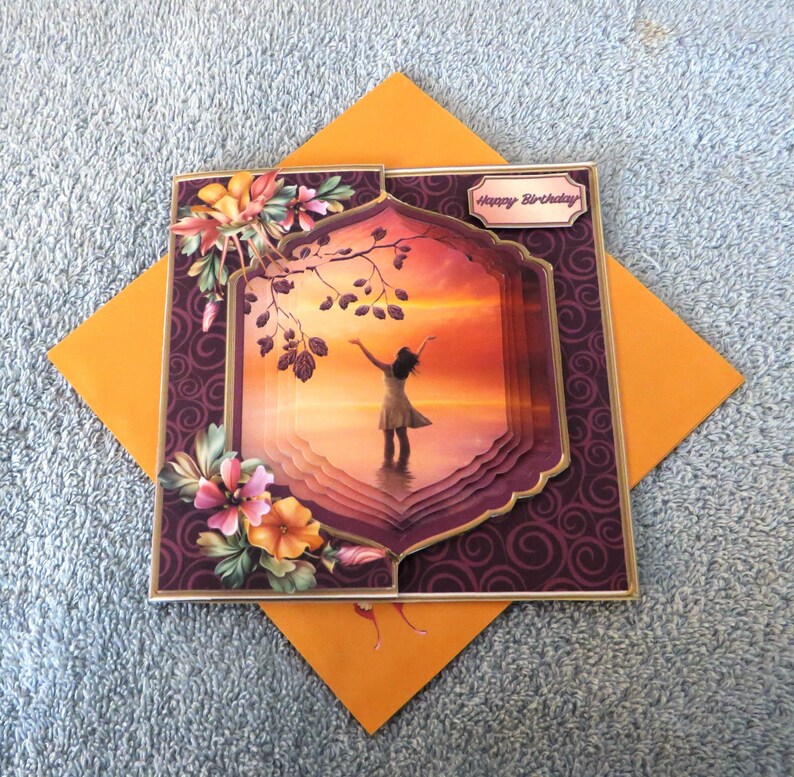 Handmade Glorious Sunset Birthday Card With Envelope. - Etsy