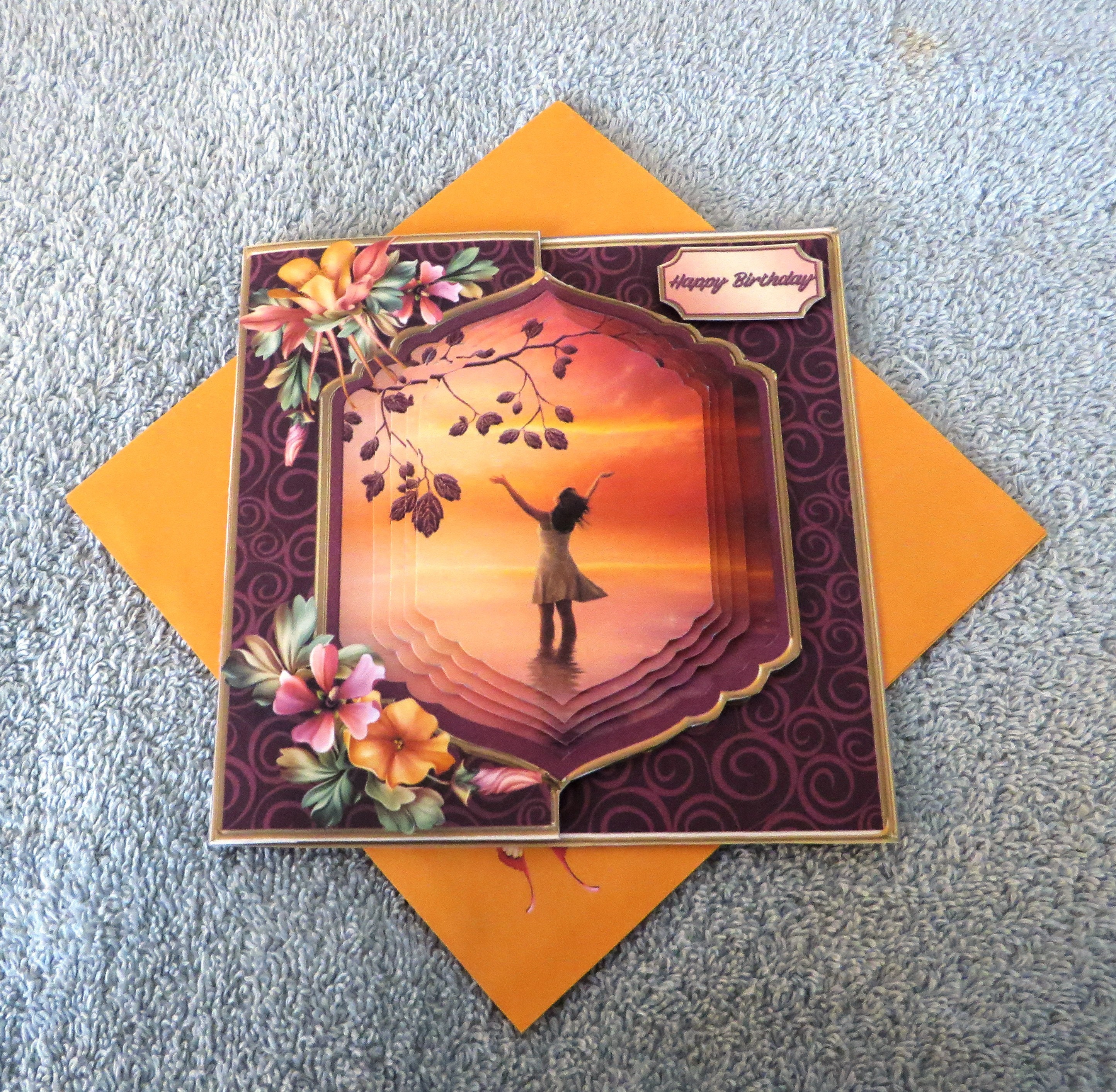 Handmade Glorious Sunset Birthday Card With Envelope. - Etsy