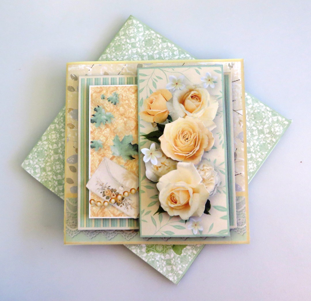 Stacked Yellow Roses Birthday Card. - Etsy