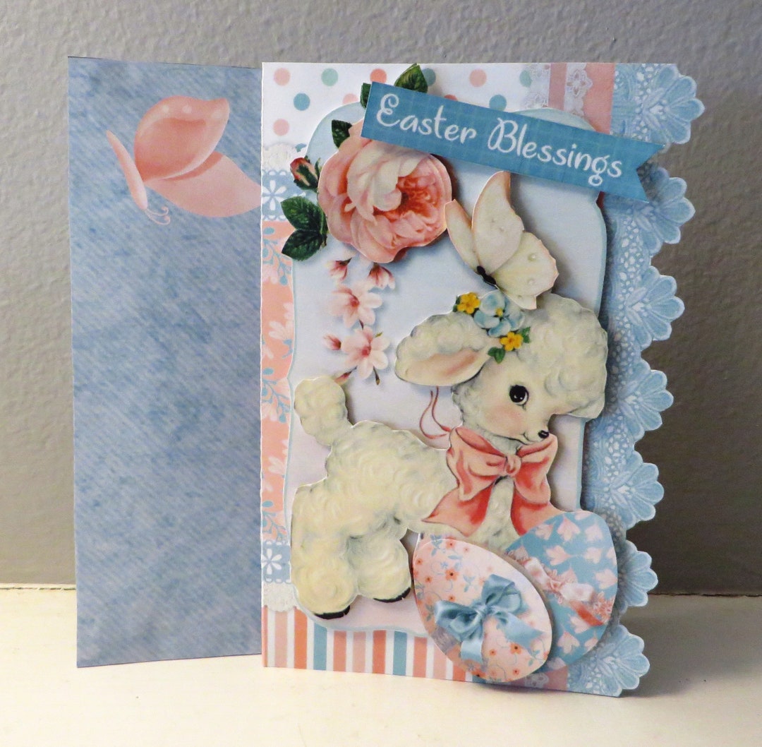 Little Easter Lamb With Eggs Card. - Etsy
