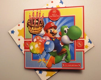 Super Mario Card Super Mario Birthday Card Super Mario - Etsy