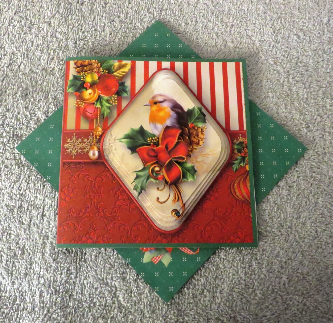 Handmade Christmas Robin Pyramid Card. - Etsy
