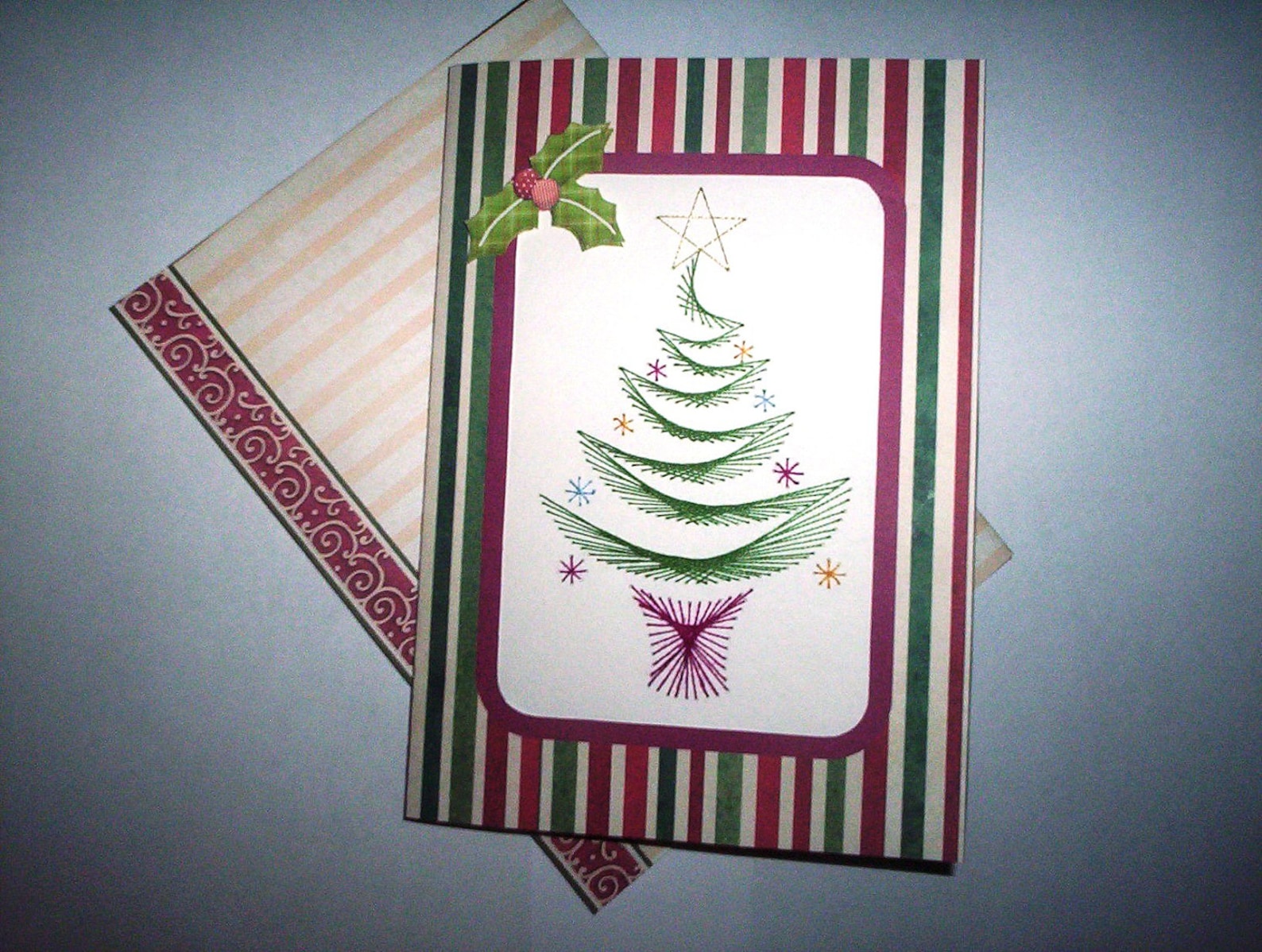 Stitched Christmas Tree Card. - Etsy