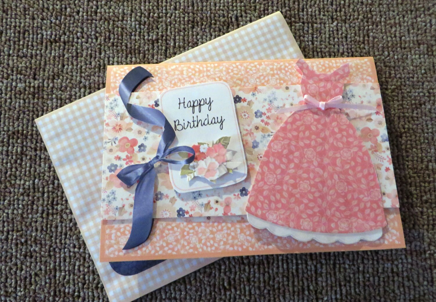 Handmade Birthday Card With Dress & Ribbon and Matching Envelope. - Etsy