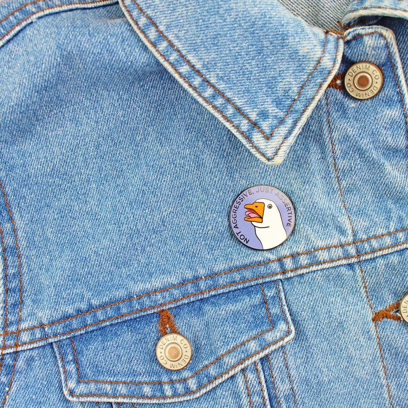 Not Aggressive, Just Assertive Enamel Pin Badge | Hard Enamel Nickel ...