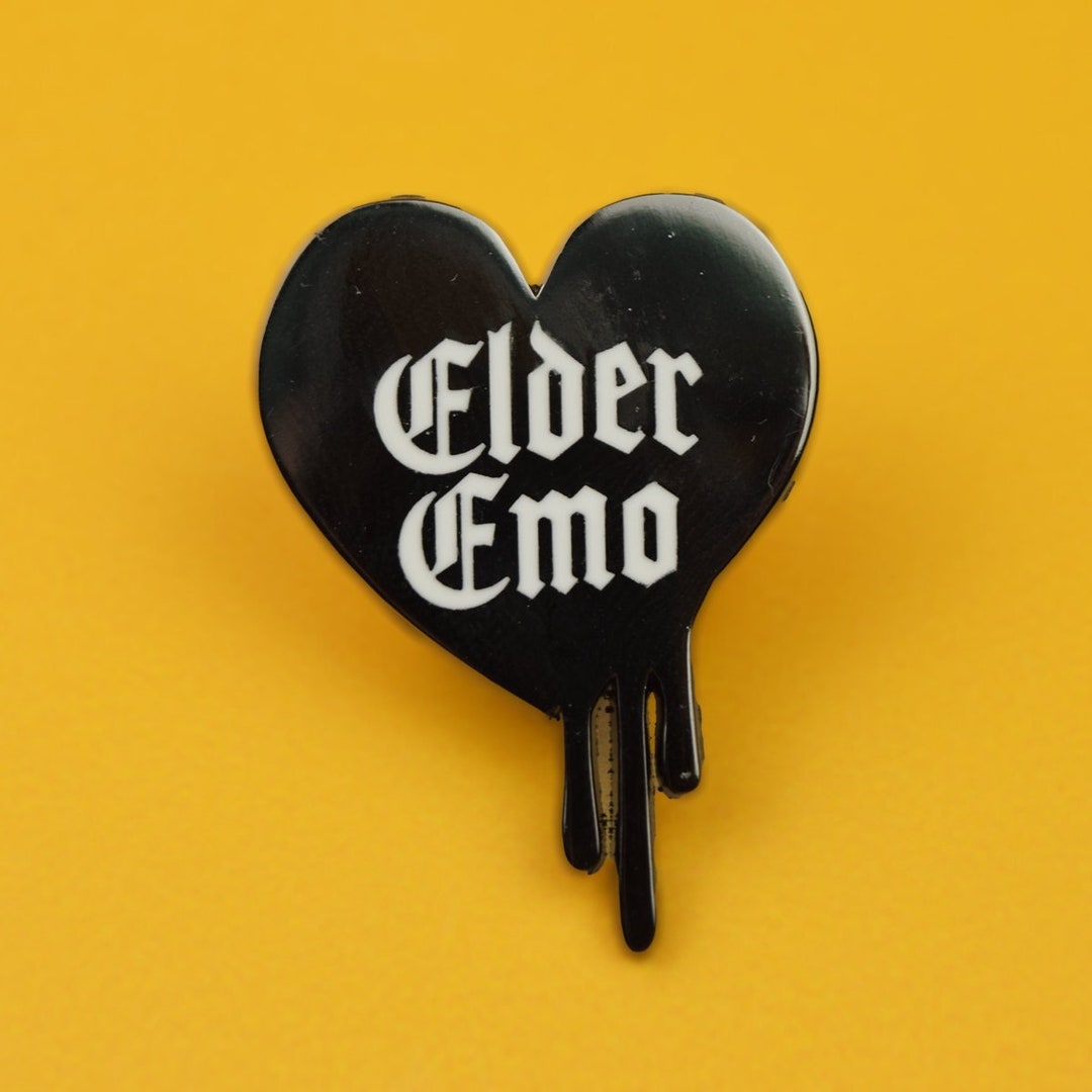 Elder Emo Enamel Pin Hard Enamel Nickel-free Brooch Goth Black Heart ...