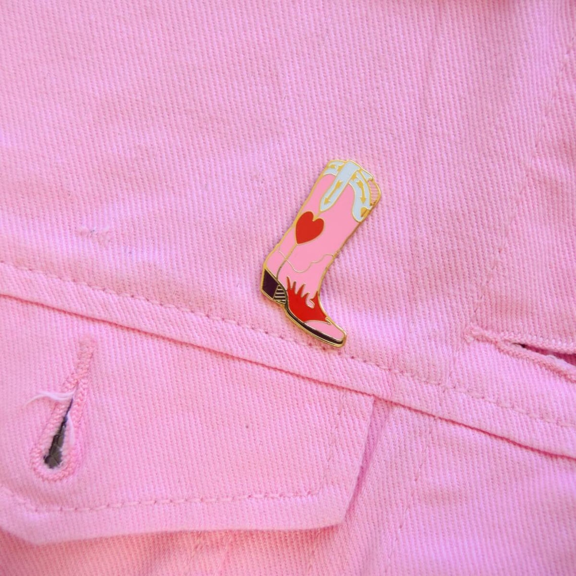 Pink Cowboy Boot Enamel Pin Badge | Hard Enamel Nickel-free Brooch ...