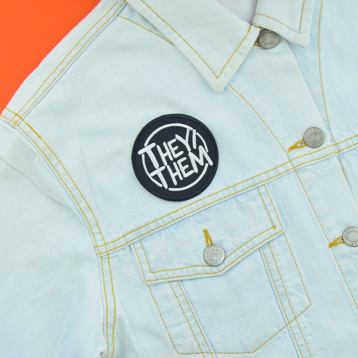 THEY/THEM Circle Embroidered Patch / Vegan Adhesive / Trans - Etsy