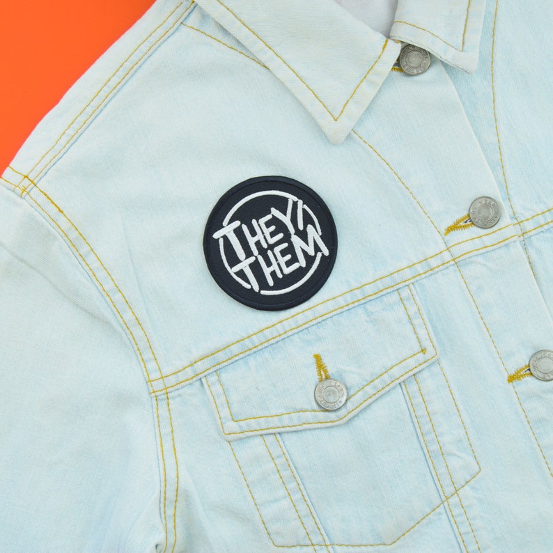 THEY/THEM Circle Embroidered Patch / Vegan Adhesive / Trans - Etsy