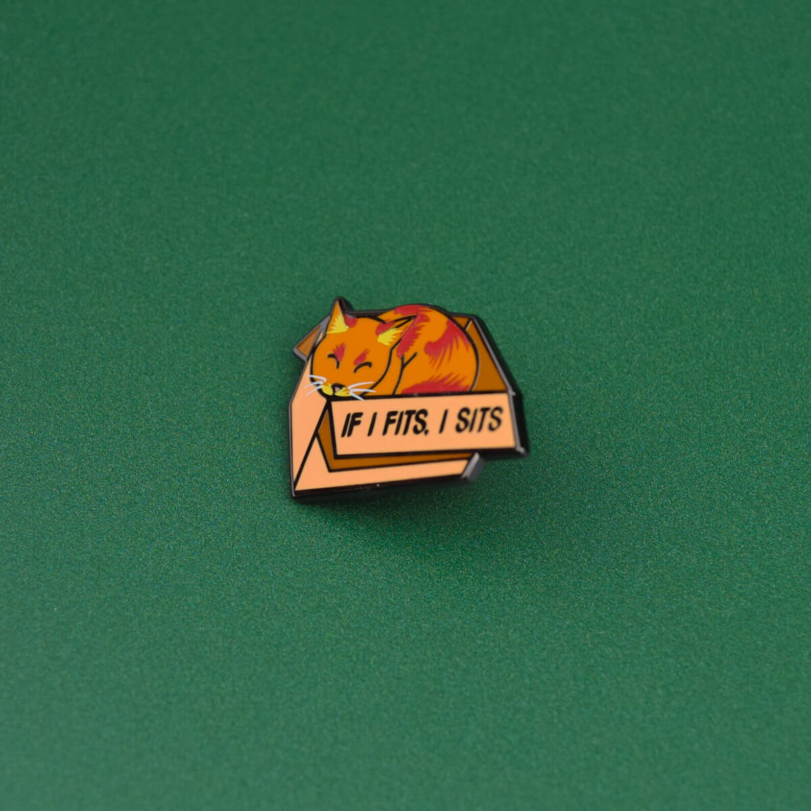 If I Fits I Sits Ginger Cat Pin Badge Hard Enamel | Etsy