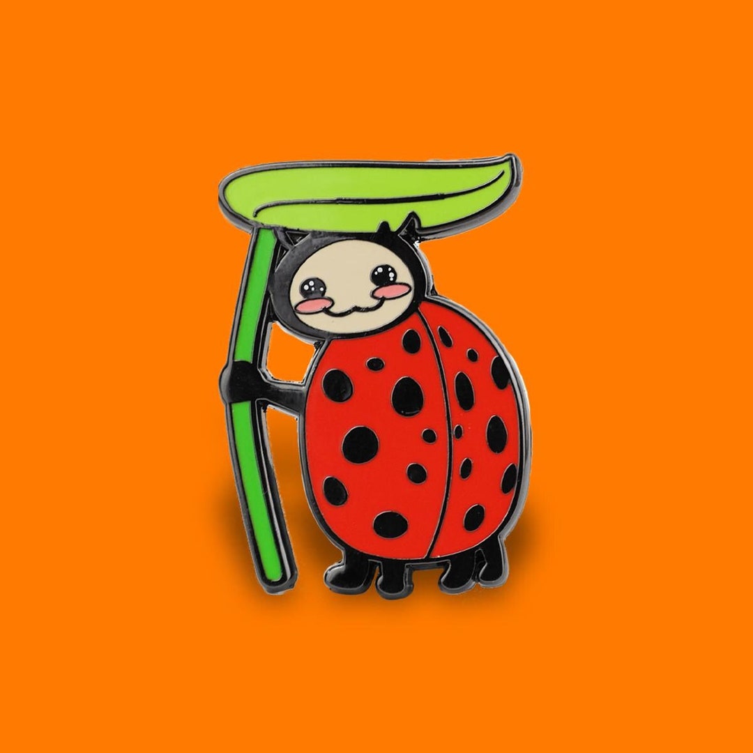 Cute Ladybird Enamel Pin • Kawaii Bug Badge - Cottagecore Pin - Leaf ...
