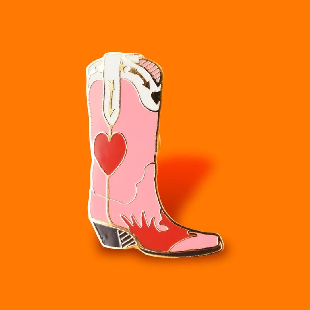 Pink Cowboy Boot Enamel Pin Badge | Hard Enamel Nickel-free Brooch ...